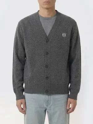 Loewe V-neck Cardigan With Embroidered Logo And Contrast Stripe Detail