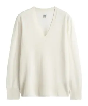 TOTEME V-neck Knitted Jumper - Beige