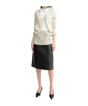 TOTEME V-neck Knitted Jumper - Beige