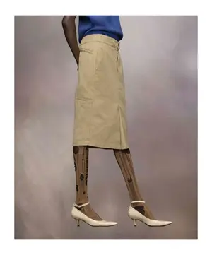 MAISON MARGIELA Chino Skater Midi Skirt - Camel