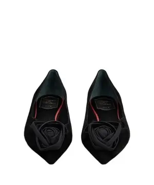 ROGER VIVIER Rose Embellished Pointed Toe Ballet Flats
