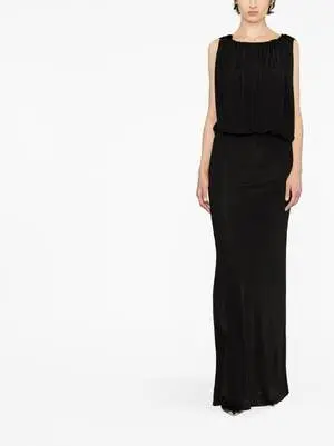 Saint Laurent Sleeveless Pleated Maxi Dress