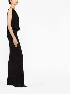 Saint Laurent Sleeveless Pleated Maxi Dress