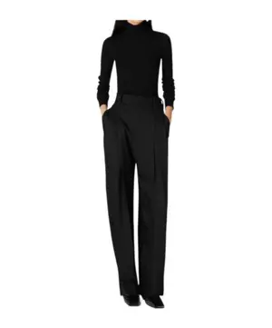 Bottega Veneta Viscose And Silk Twill Straight Trousers - Black