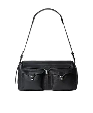 LEMAIRE Flap Metal-clip Leather Shoulder Bag - Black