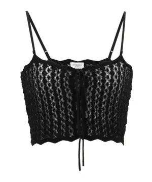 Saint Laurent Pointelle Knit Crop Top - No
