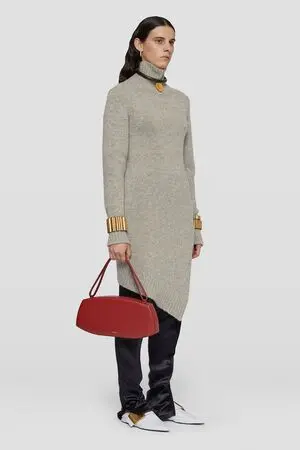 JIL SANDER Asymmetrical Roll Neck Pullover - Gray