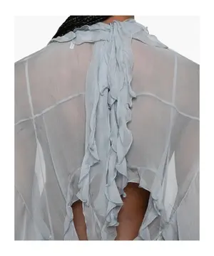 Chloé Long Sleeve Ruffle Dress - Gray
