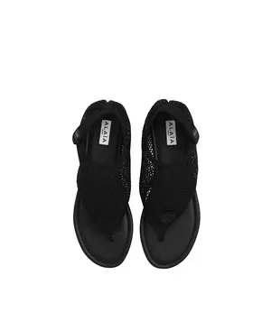 Alaïa Fishnet Thong Sandals - Black
