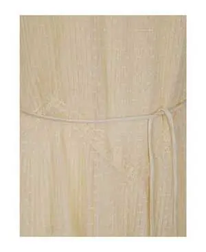 TWINSET Layered Midi Dress With Pleated Ruffles And Lace Inlays