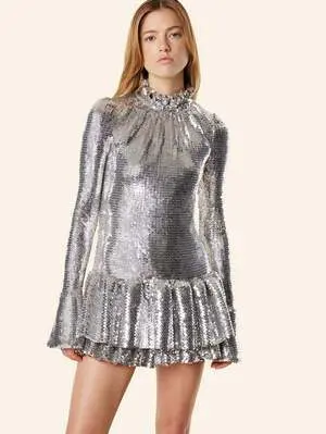 Rabanne Sequin Ruffled Mini Dress