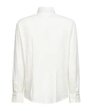 Brunello Cucinelli Spread Collar Mélange Jersey Shirt - White