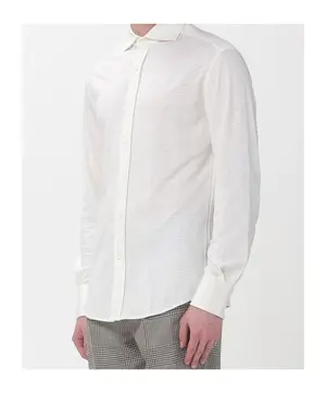 Brunello Cucinelli Spread Collar Mélange Jersey Shirt - White