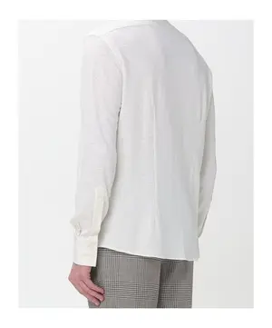 Brunello Cucinelli Spread Collar Mélange Jersey Shirt - White