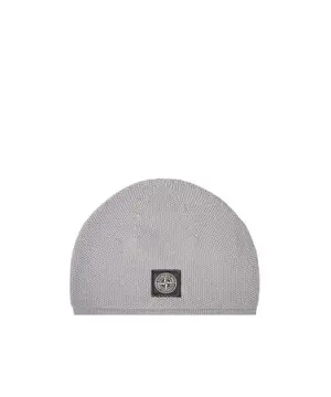 Stone Island Beanie With Compass Patch - Cement