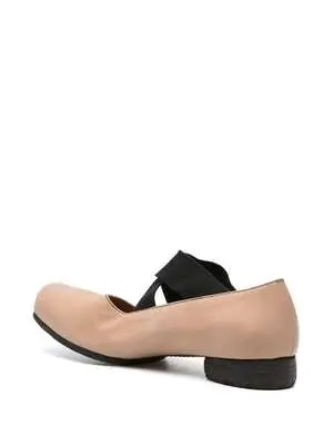 UMA WANG Square-toed Ballet Flats With Criss-cross Straps - Black