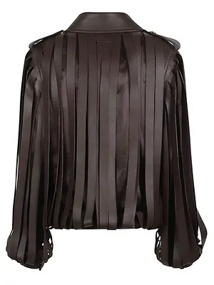 Loewe Layered Double-breasted Jacket With Lace-up Details - Brown