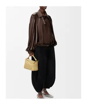 Loewe Layered Double-breasted Jacket With Lace-up Details - Brown