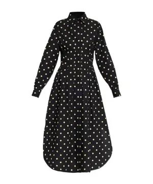 Moschino Polka Dot Print Long Sleeve Dress - Black