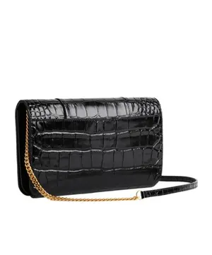 Balenciaga Logo Chain Clutch Bag - Black