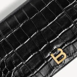 Balenciaga Logo Chain Clutch Bag - Black