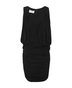 Saint Laurent Draped Sleeveless Mini Dress - Black