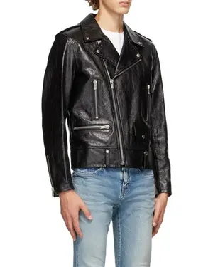 Saint Laurent Long-sleeved Biker Jacket