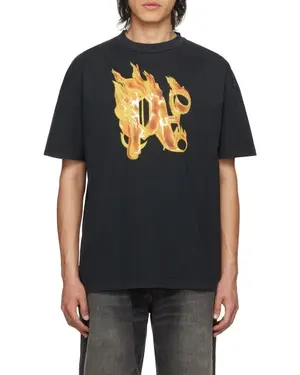 Palm Angels Monogram Printed Crewneck T-shirt - Black