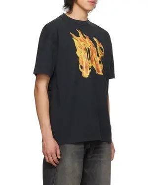 Palm Angels Monogram Printed Crewneck T-shirt - Black