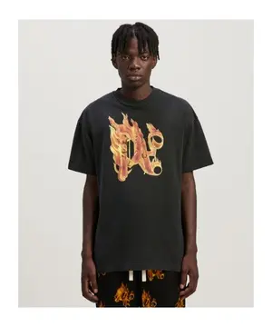 Palm Angels Monogram Printed Crewneck T-shirt - Black
