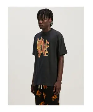 Palm Angels Monogram Printed Crewneck T-shirt - Black
