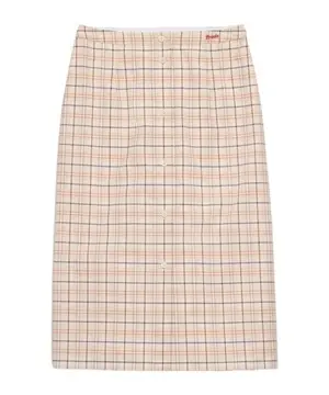 Prada Checked Cotton Poplin Pencil Skirt