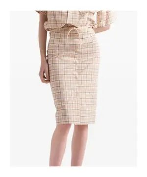 Prada Checked Cotton Poplin Pencil Skirt