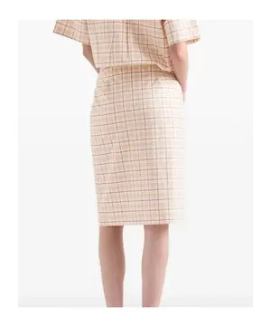 Prada Checked Cotton Poplin Pencil Skirt