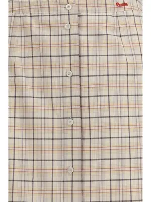 Prada Checked Cotton Poplin Pencil Skirt - Nude