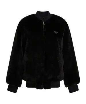 Prada Logo Plaque Reversible Bomber Jacket