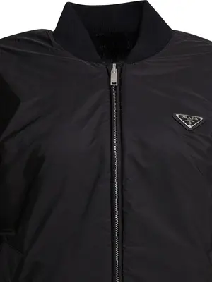 Prada Logo Plaque Reversible Bomber Jacket