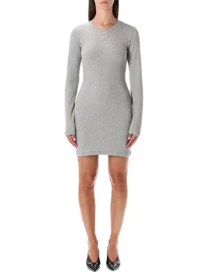 MARINE SERRE Ribbed Jersey Logo Mini Dress - Gray