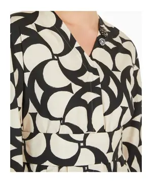 Max Mara Printed Cotton V-neck Long Sleeve Shirt Dress