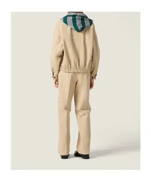 Miu Miu Gabardine Blouson Jacket With Detachable Hood