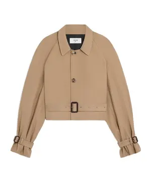 Celine Cotton And Wool Gabardine Jacket With Belted Waist