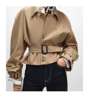 Celine Cotton And Wool Gabardine Jacket With Belted Waist