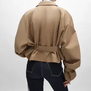 Celine Cotton And Wool Gabardine Jacket With Belted Waist