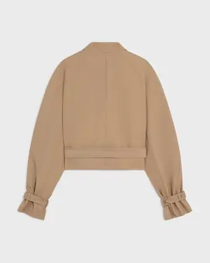 Celine Cotton And Wool Gabardine Jacket With Belted Waist