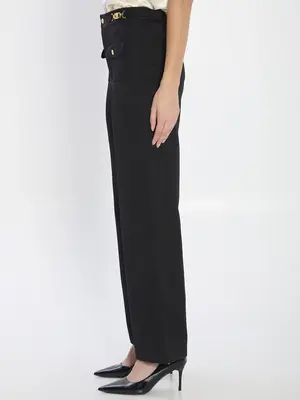 Celine Diagonal Wool Pants With Gourmette Detail