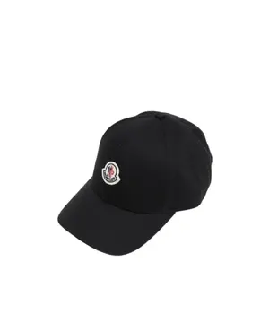 Moncler Gabardine Baseball Cap With Logo Patch - Black