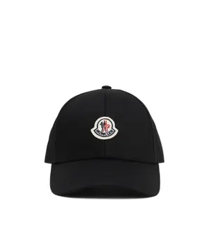 Moncler Gabardine Baseball Cap With Logo Patch - Black