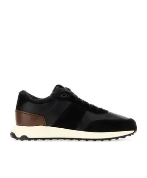TOD'S Panelled Shearling Lace-up Sneakers - Black