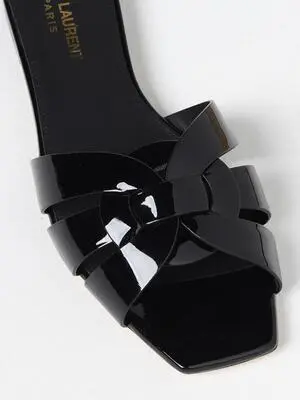 Saint Laurent Patent Leather Cage Sandals - Black