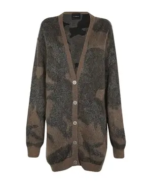 John Richmond Knitted Cardigan With Camouflage Print